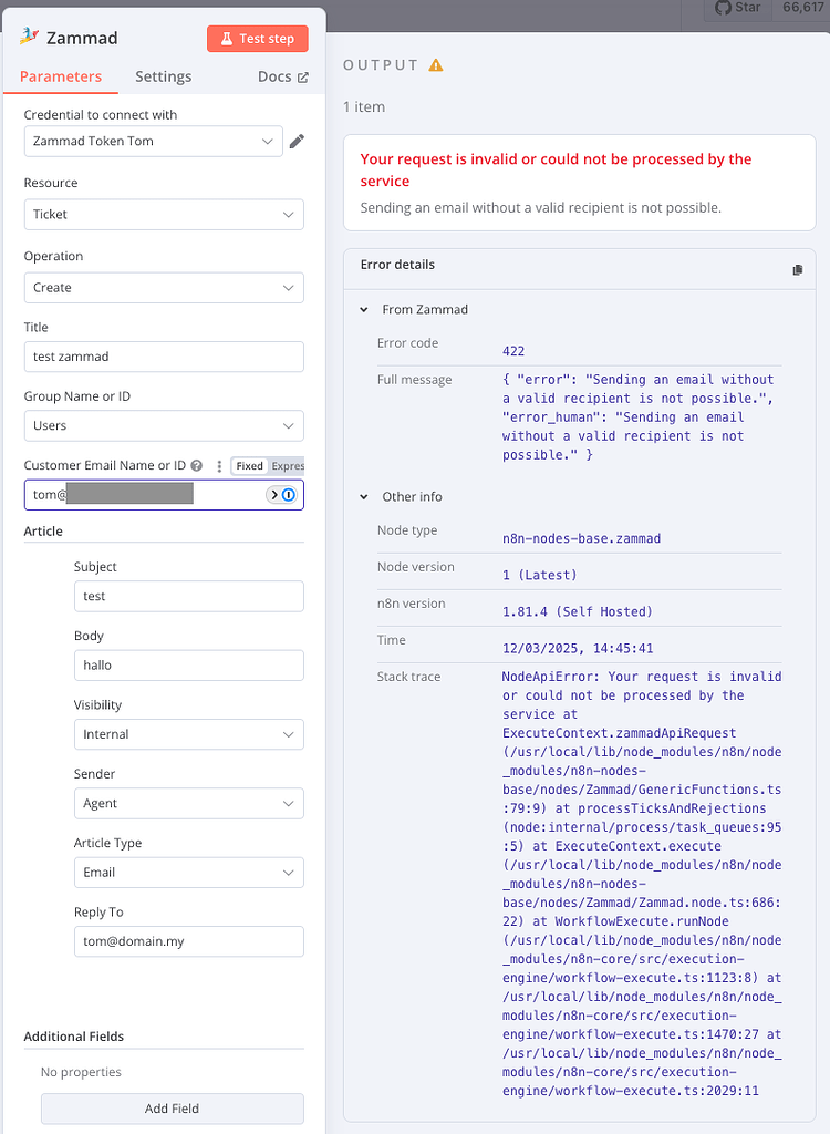 Ticket creation via n8n automation - Technical assistance - Zammad - Community