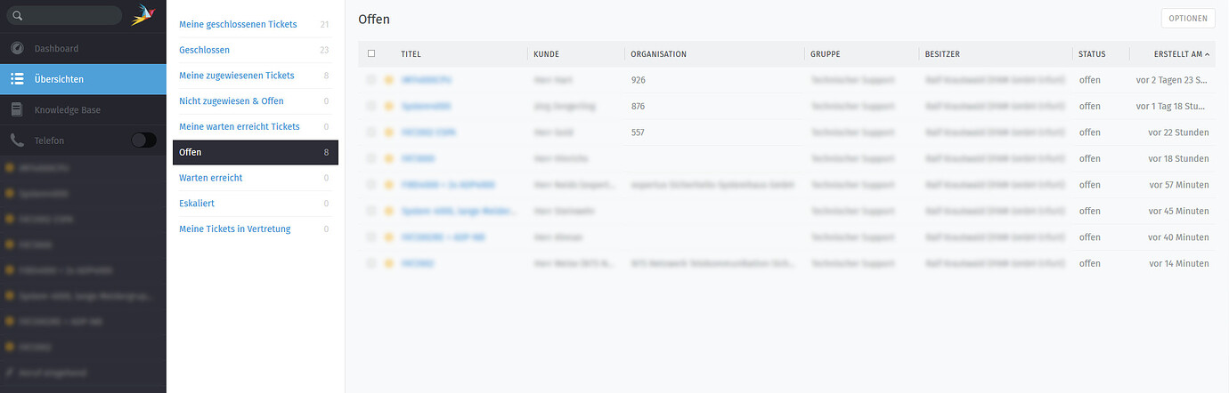 Organizations in ticket overview - Technical assistance - Zammad ...