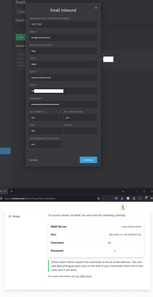 IMAP Account setup error - Technical assistance - Zammad - Community