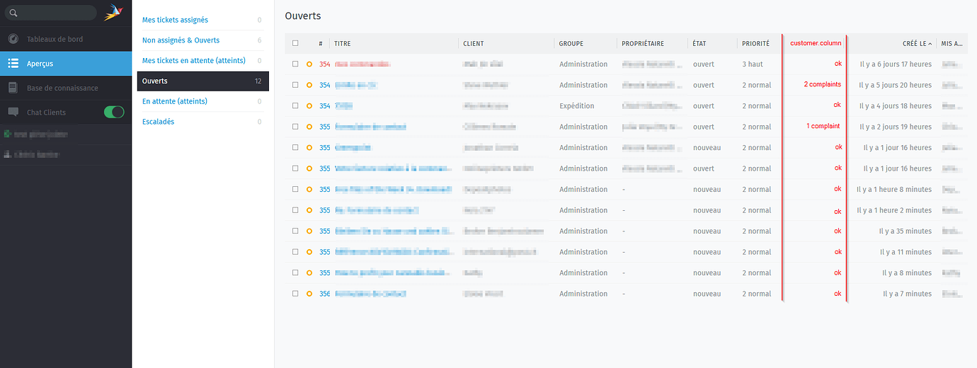 Add customer objects (columns) in overviews - Feature requests - Zammad - Community