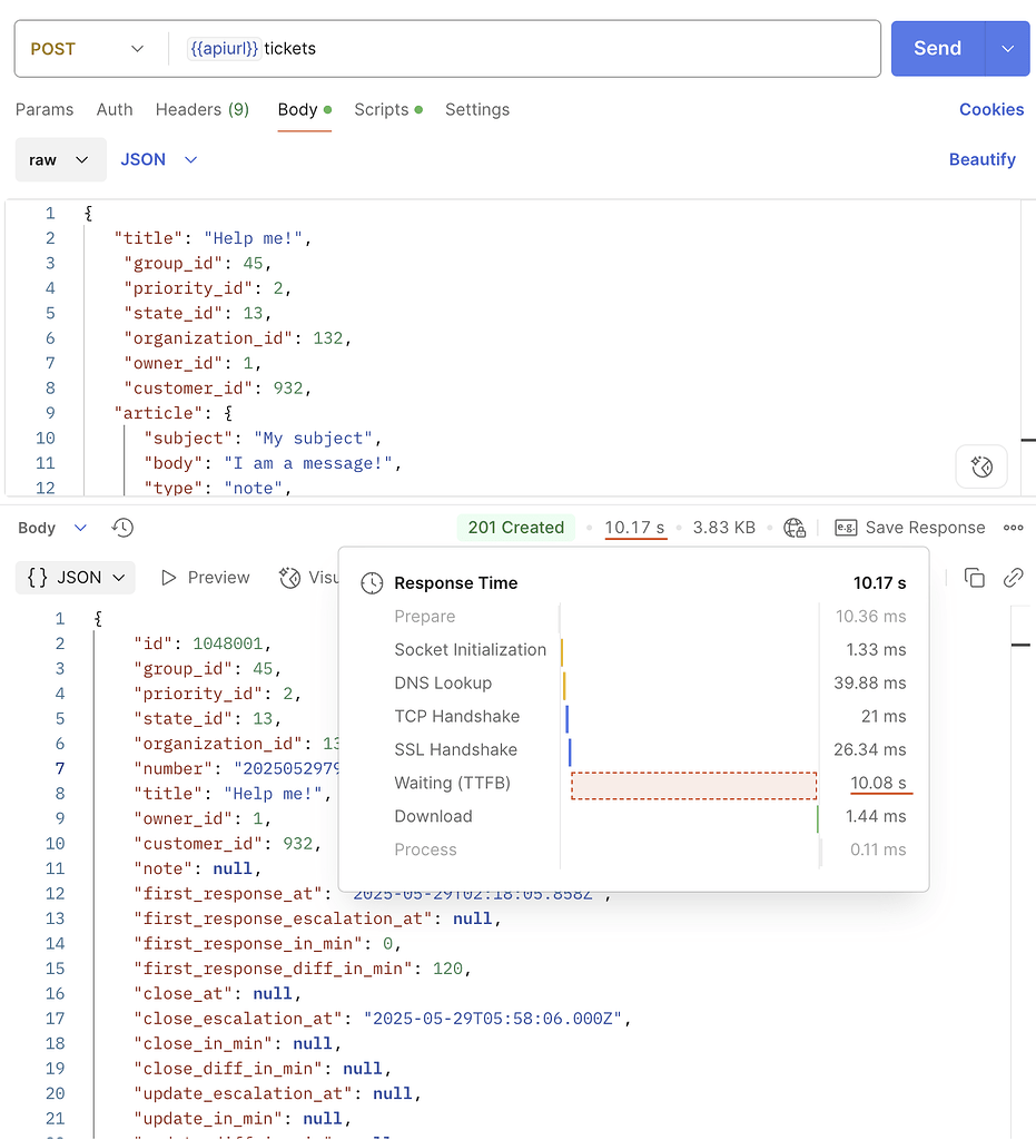 Ticket Creation via API is Slow (9–20s) — Zammad 6.5.0 - Technical assistance - Zammad - Community
