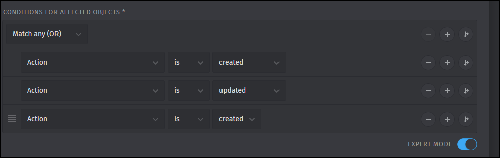 Trigger Conditons UI indicates "Action" but does not indicate what the ...